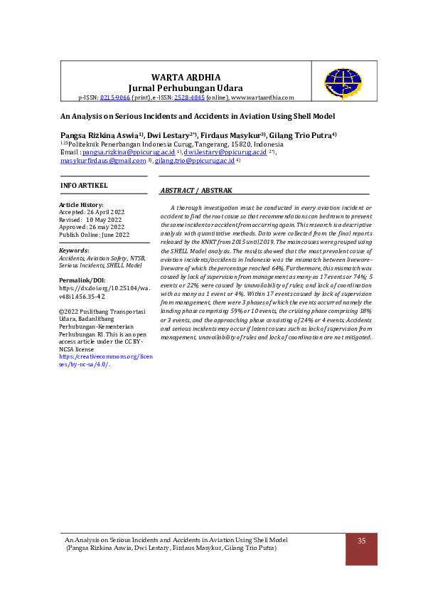 (PDF) An Analysis on Serious Incidents and Accidents in Aviation Using ...