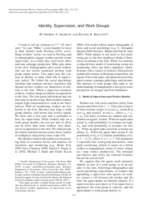 (PDF) Identity, Supervision, and Work Groups