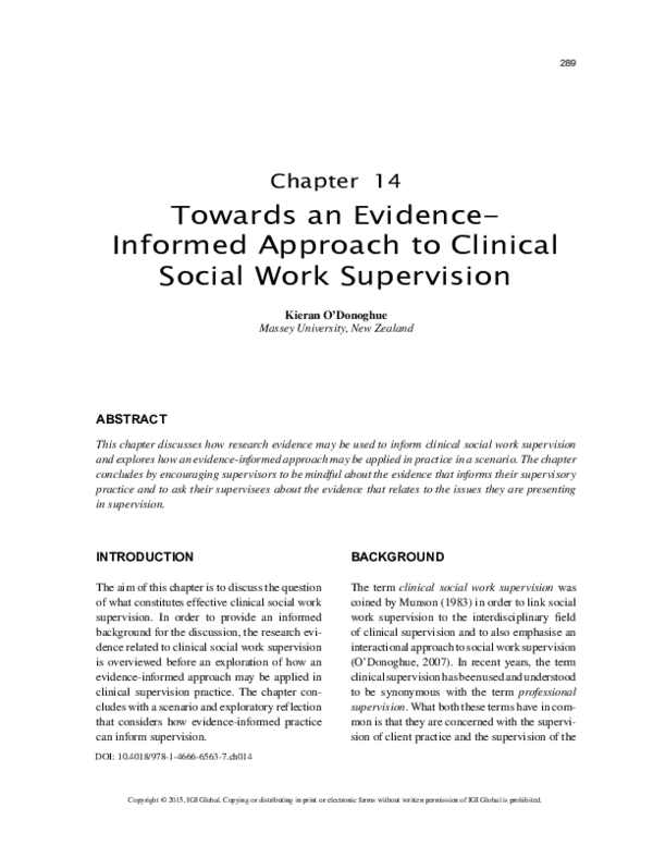(PDF) Towards an Evidence-Informed Approach to Clinical Social Work ...