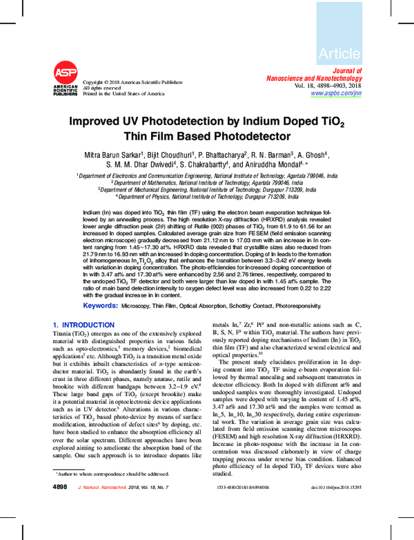 (PDF) Improved UV Photodetection by Indium Doped TiO₂ Thin Film Based ...