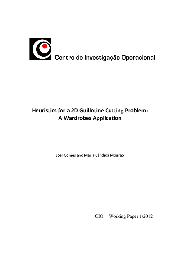 (PDF) Heuristics for a 2 D Guillotine Cutting Problem : A Wardrobes ...