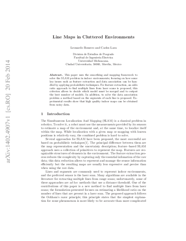 (PDF) Line Maps in Cluttered Environments