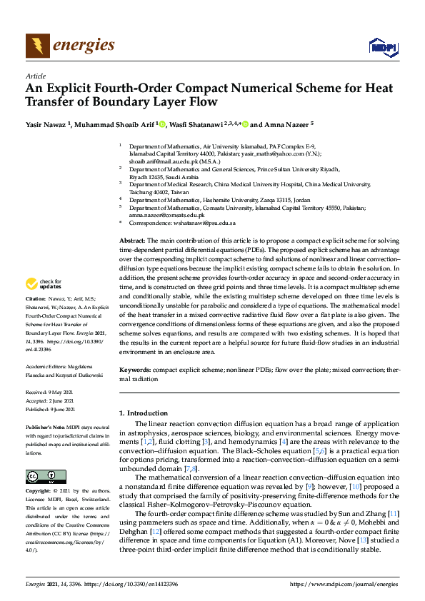 Pdf An Explicit Fourth Order Compact Numerical Scheme For Heat Transfer Of Boundary Layer Flow