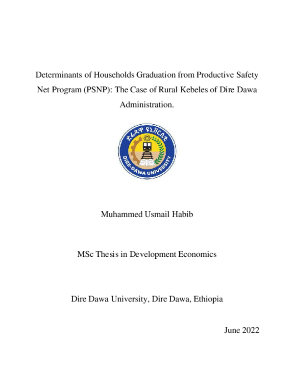 (PDF) Determinants of Households Graduation from Productive Safety Net ...