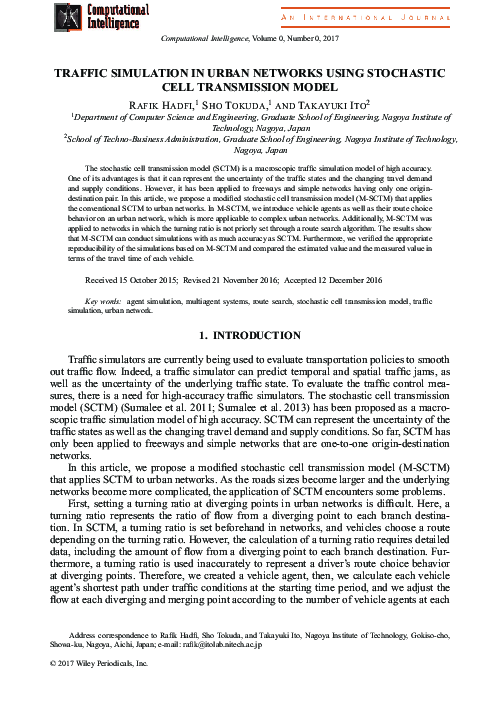 Pdf Traffic Simulation In Urban Networks Using Stochastic Cell Transmission Model