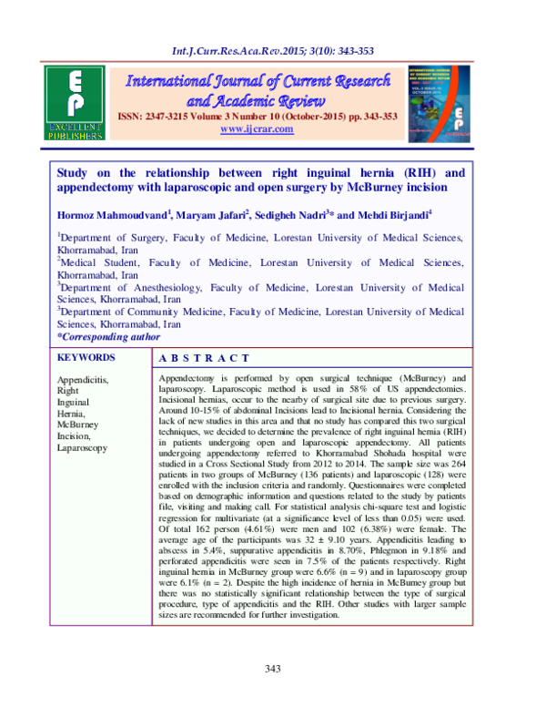 (PDF) Study on the relationship between right inguinal hernia (RIH) and ...