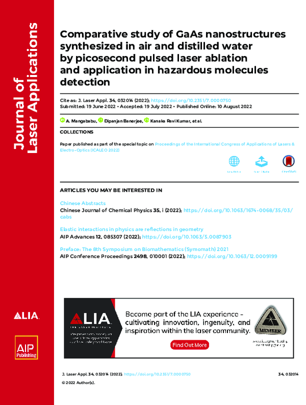 (PDF) Comparative study of GaAs nanostructures synthesized in air and ...