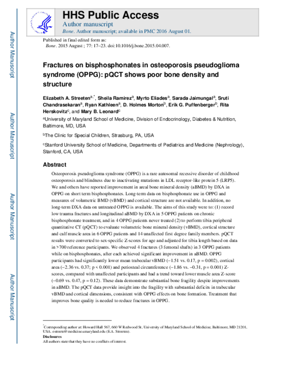 (PDF) Fractures on bisphosphonates in Osteoporosis Pseudoglioma ...