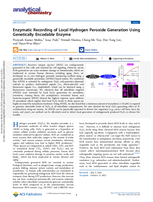 (PDF) Enzymatic Recording of Local Hydrogen Peroxide Generation Using ...