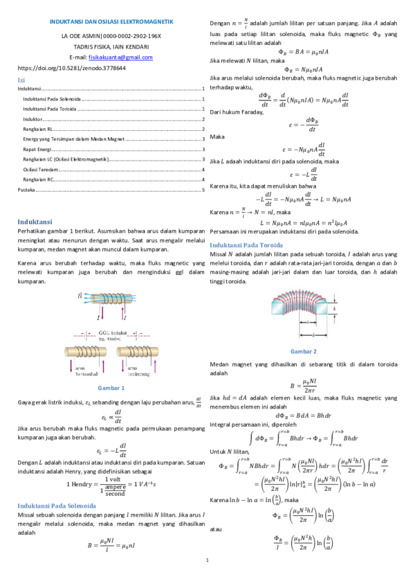 (PDF) Induktansi Dan Osilasi Elektromagnetik