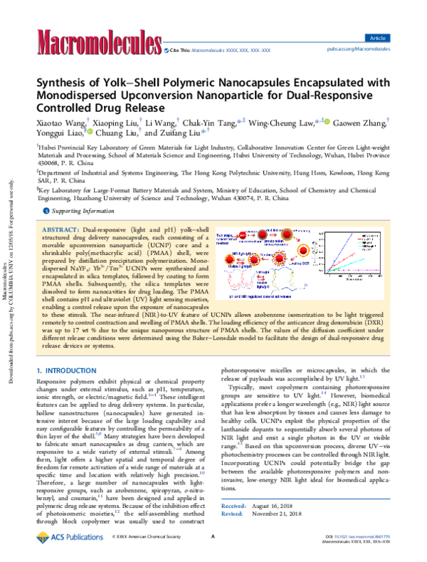 (PDF) Synthesis of Yolk–Shell Polymeric Nanocapsules Encapsulated with Monodispersed ...
