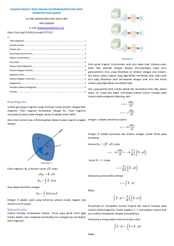(PDF) Hukum Faraday Pada Induksi Elektromagnetik dan Sifat Magnetik Bahan