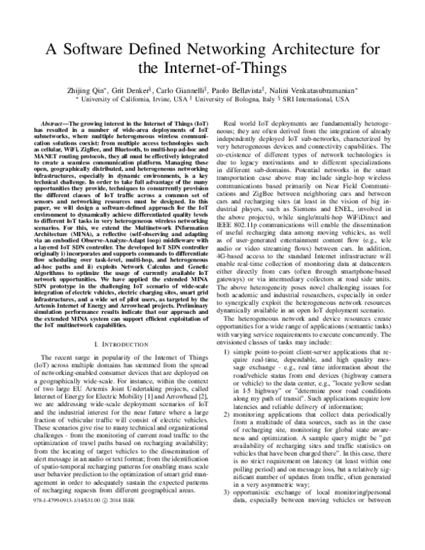 Pdf A Software Defined Networking Architecture For The Internet Of Things