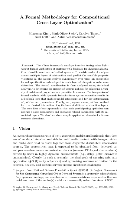 (PDF) A Formal Methodology for Compositional Cross-Layer Optimization