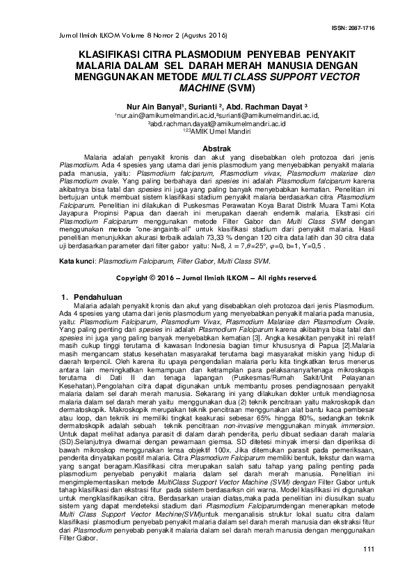 (PDF) Klasifikasi Citra Plasmodium Penyebab Penyakit Malaria dalam Sel Darah Merah Manusia ...