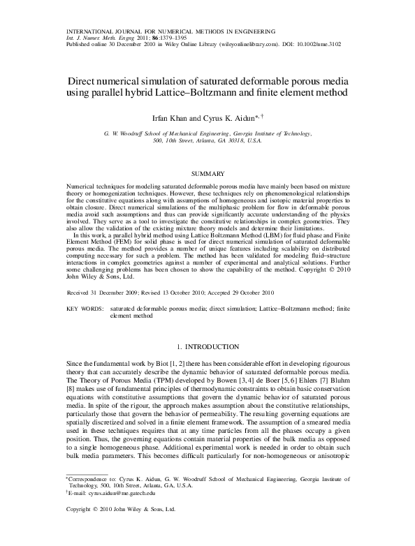 (PDF) Direct numerical simulation of saturated deformable porous media using parallel hybrid ...