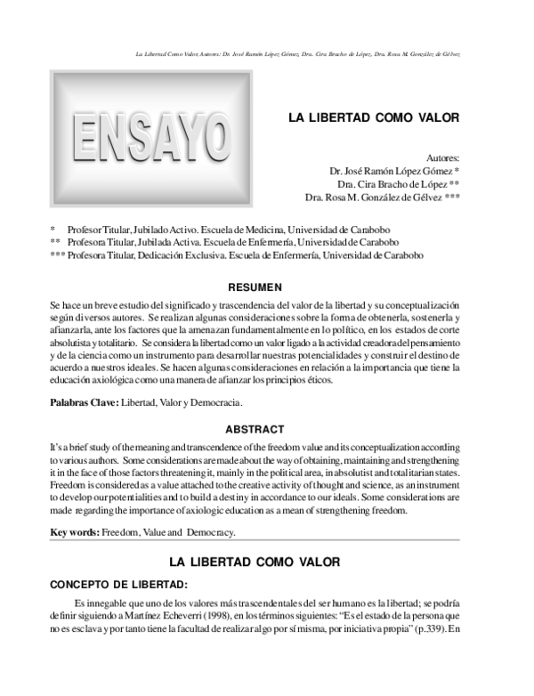 (PDF) La libertad como valor