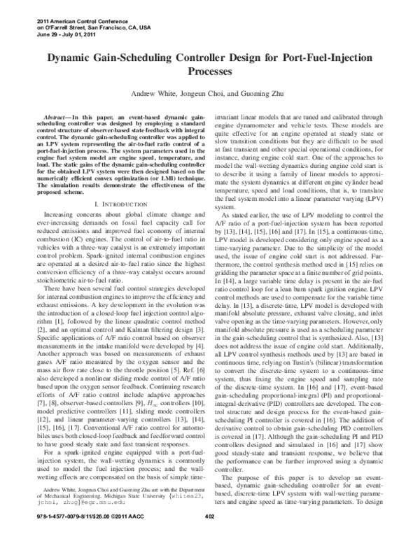 (PDF) Dynamic gain-scheduling controller design for port-fuel-injection processes