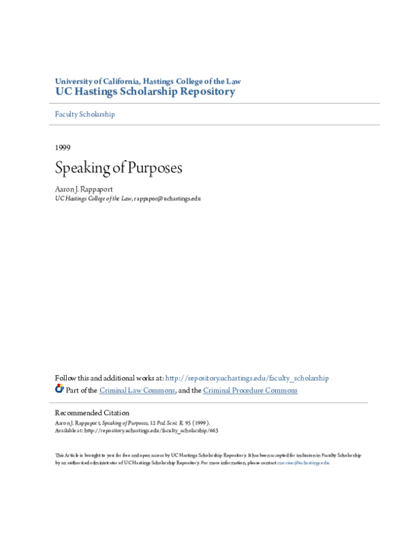 (PDF) Speaking of Purposes | Aaron Rappaport - Academia.edu