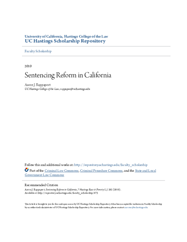 (PDF) Sentencing Reform in California