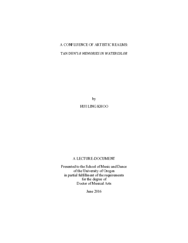 (PDF) A Confluence of Artistic Realms: Tan Dun’s 8 Memories in Watercolor