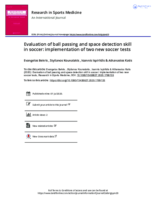 (PDF) Evaluation of ball passing and space detection skill in soccer ...