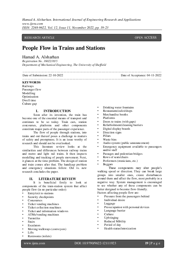 (PDF) People Flow in Trains and Stations