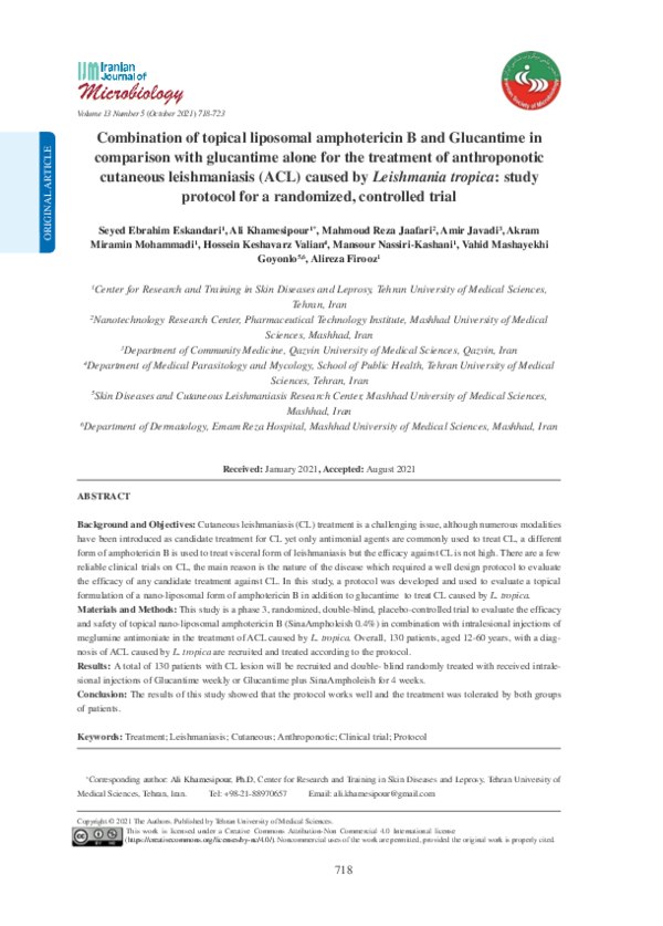 (PDF) Combination of topical liposomal amphotericin B and Glucantime in ...