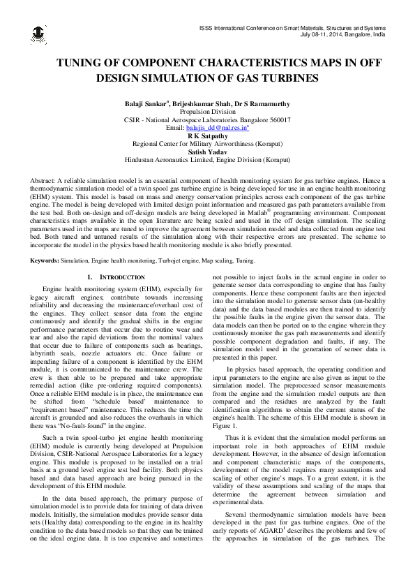 (PDF) Tuning of Component Characteristics Maps in Off Design Simulation of Gas Turbines