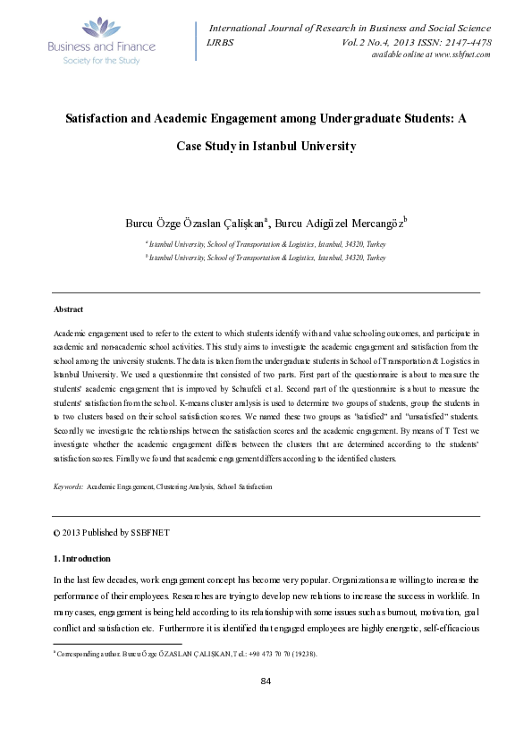 (PDF) Satisfaction and Academic Engagement among Undergraduate Students