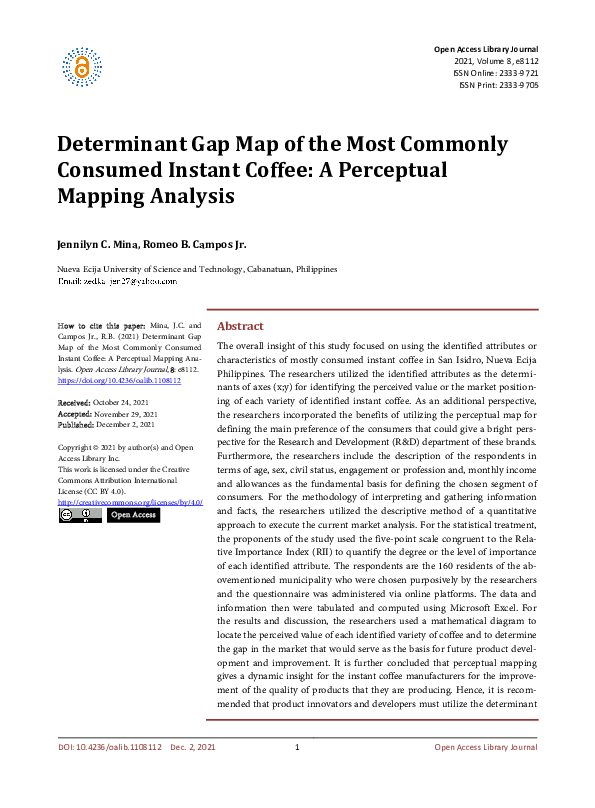 (PDF) Determinant Gap Map of the Most Commonly Consumed Instant Coffee ...