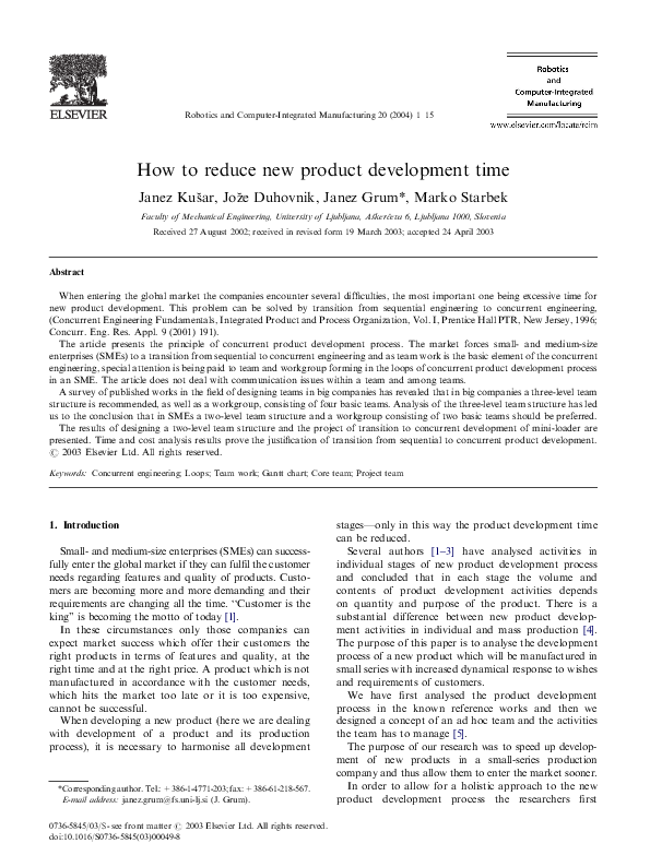 Pdf How To Reduce New Product Development Time