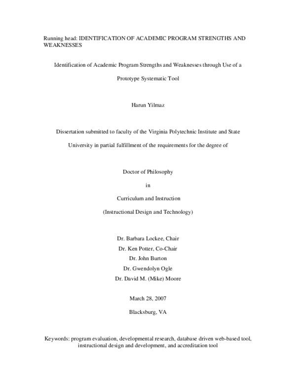 (PDF) Identification of Academic Program Strengths and Weaknesses ...