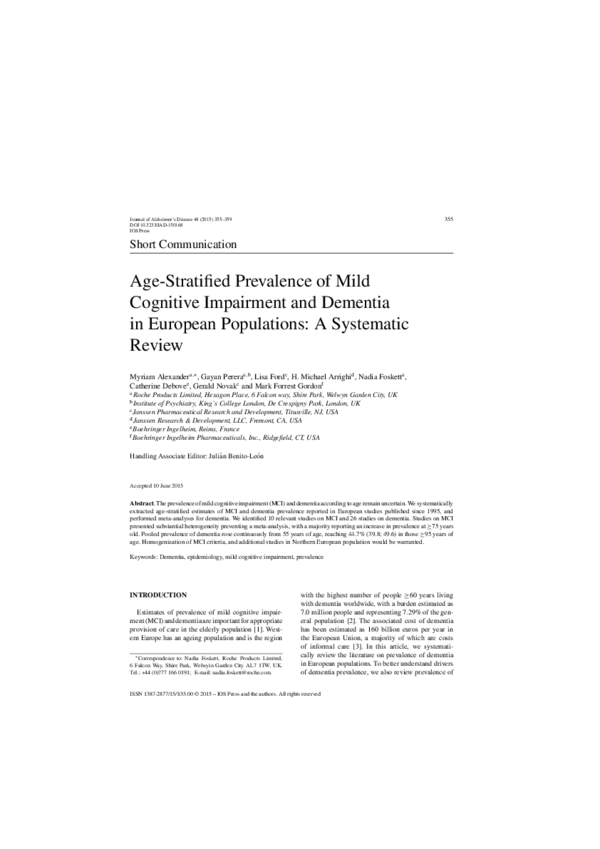 (PDF) Age-Stratified Prevalence of Mild Cognitive Impairment and ...