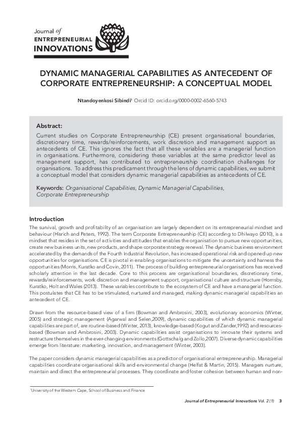 (PDF) Dynamic Managerial Capabilities as Antecedent of Corporate Entrepreneurship: A Conceptual ...