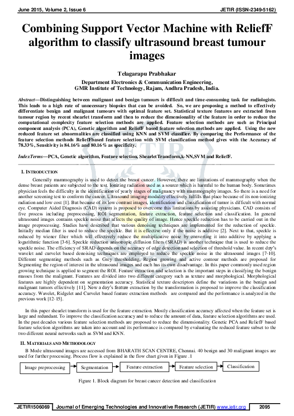 (PDF) Combining Support Vector Machine with Relief F algorithm to ...