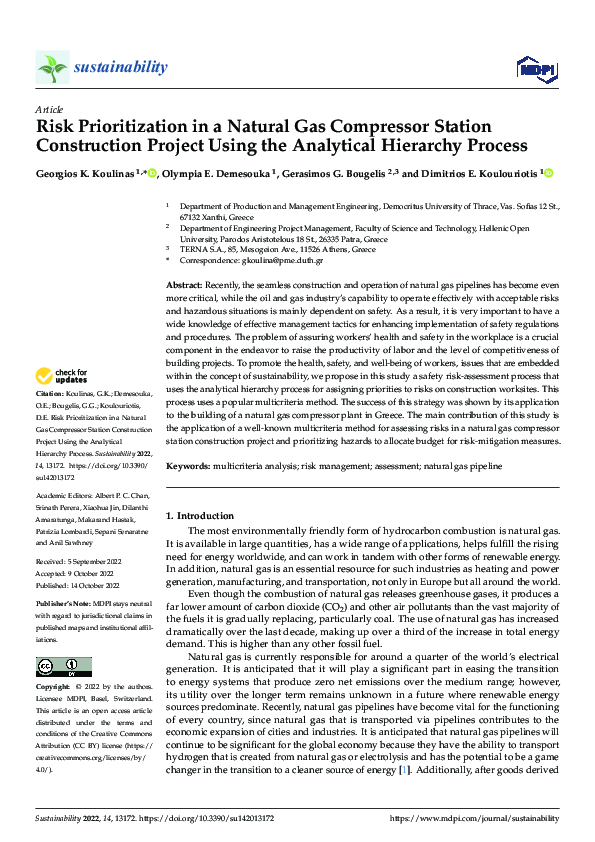(PDF) Risk Prioritization in a Natural Gas Compressor Station ...