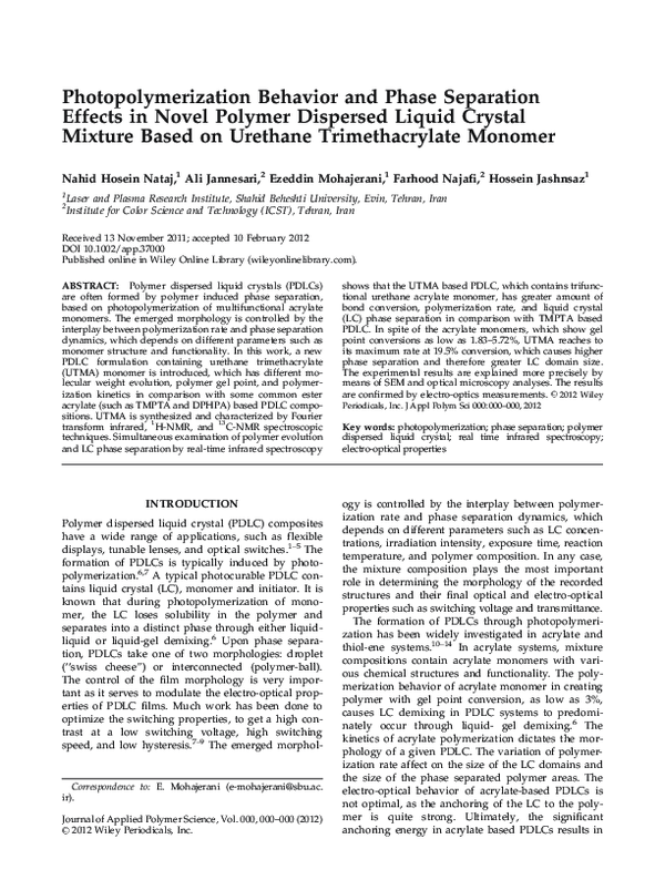 (PDF) Photopolymerization behavior and phase separation effects in ...