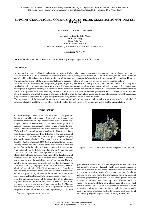 (PDF) 3D Point Cloud Model Colorization by Dense Registration of Digital Images