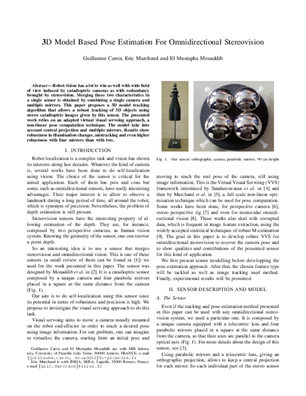 Pdf 3d Model Based Pose Estimation For Omnidirectional Stereovision