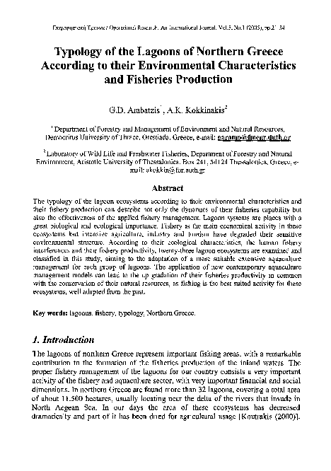(PDF) Typology of the lagoons of Northern Greece according to their ...