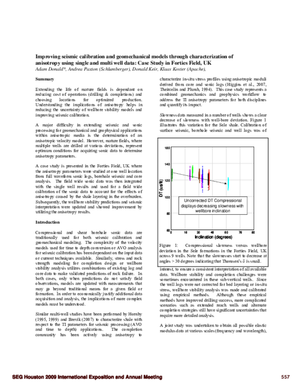 (PDF) Improving seismic calibration and geomechanical models through characterization of ...