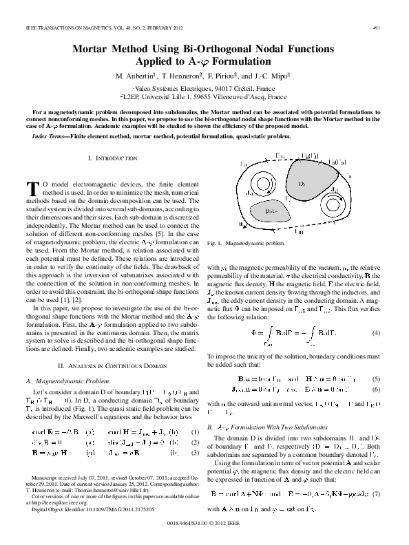 (PDF) Mortar Method Using Bi-Orthogonal Nodal Functions Applied to ${\rm A}\hbox{-}\varphi ...