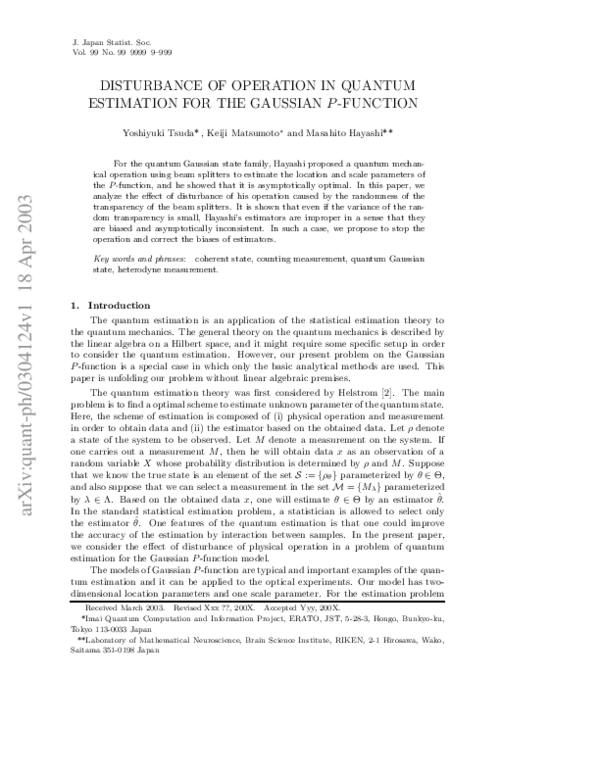 (PDF) Bias in Quantum Gaussian P-Function Estimation