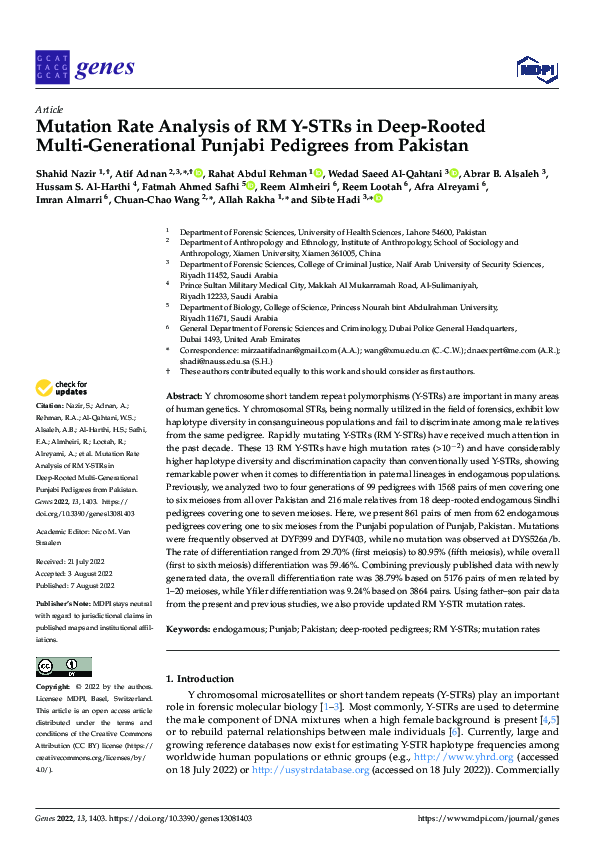 (PDF) Mutation Rate Analysis of RM Y-STRs in Deep-Rooted Multi-Generational Punjabi Pedigrees ...