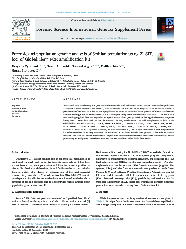 (PDF) Forensic and population genetic analysis of Serbian population ...