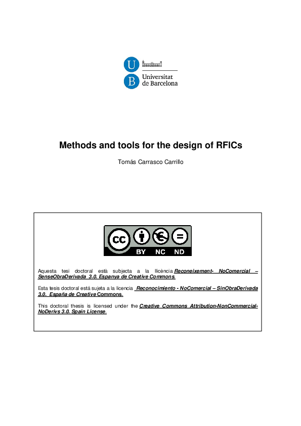 (PDF) Methods and tools for the design of RFICs | Tomas Antonio Rubio ...