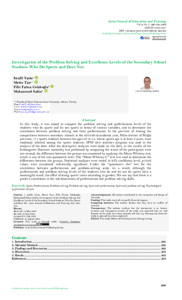 (PDF) Investigation of the Problem Solving and Excellence Levels of the ...