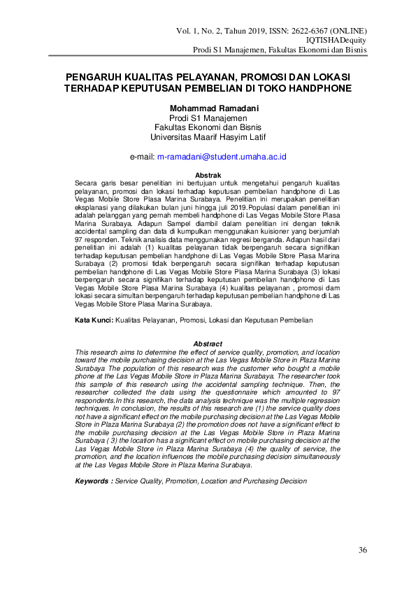 (PDF) Pengaruh Kualitas Pelayanan, Promosi Dan Lokasi Terhadap Keputusan Pembelian DI Toko Handphone