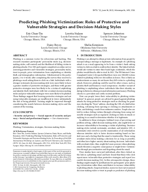 Pdf Predicting Phishing Victimization Loretta Stalans